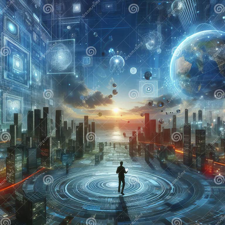 3 35. 3D Virtual Reality World - a Digital Landscape Stock Image ...