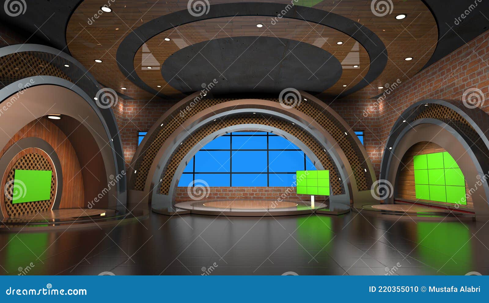 3D Virtual News Studio Background Stock Illustration - Illustration of ...