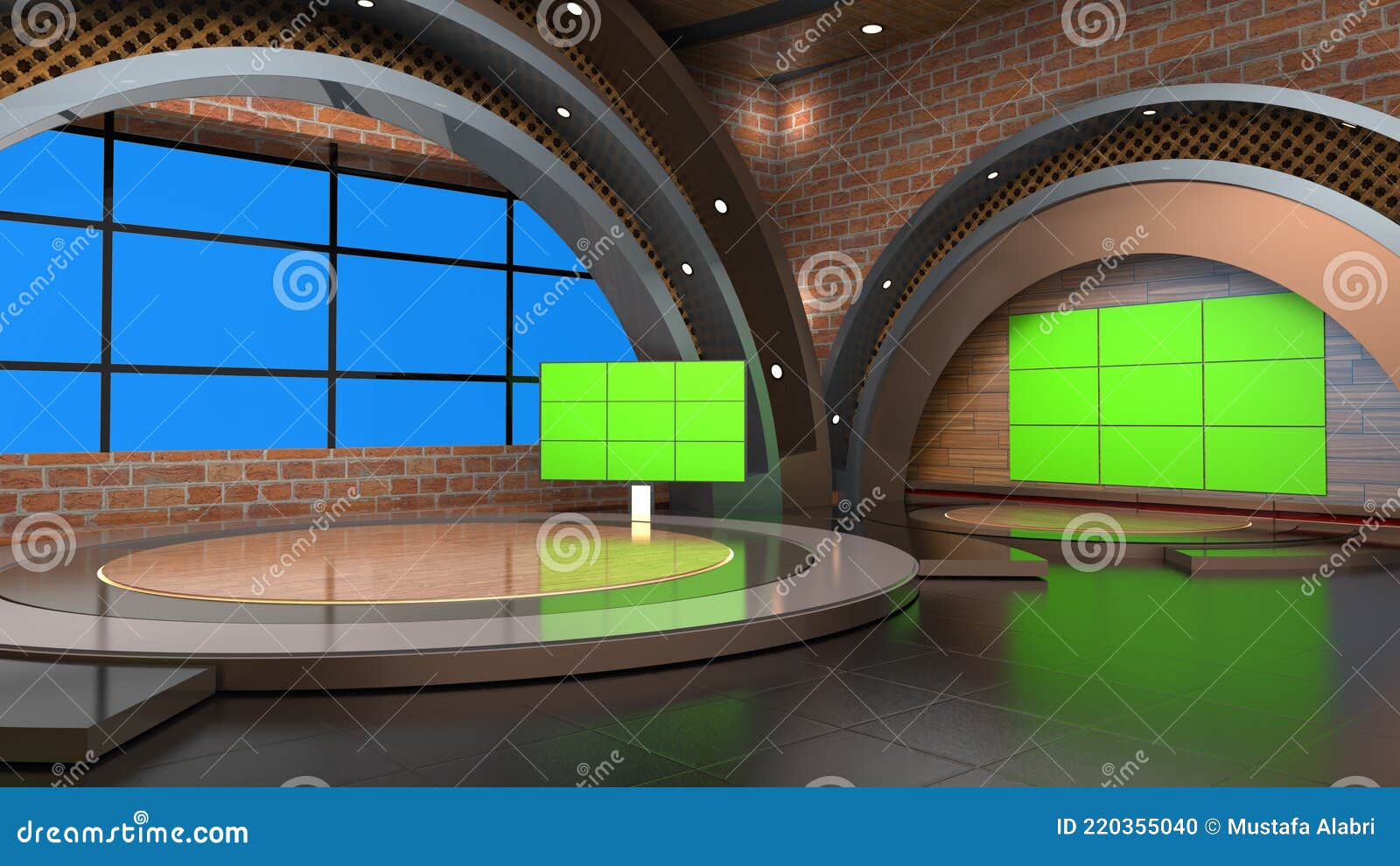 Virtual Studio Background With A Big Empty Videowall Display Royalty ...