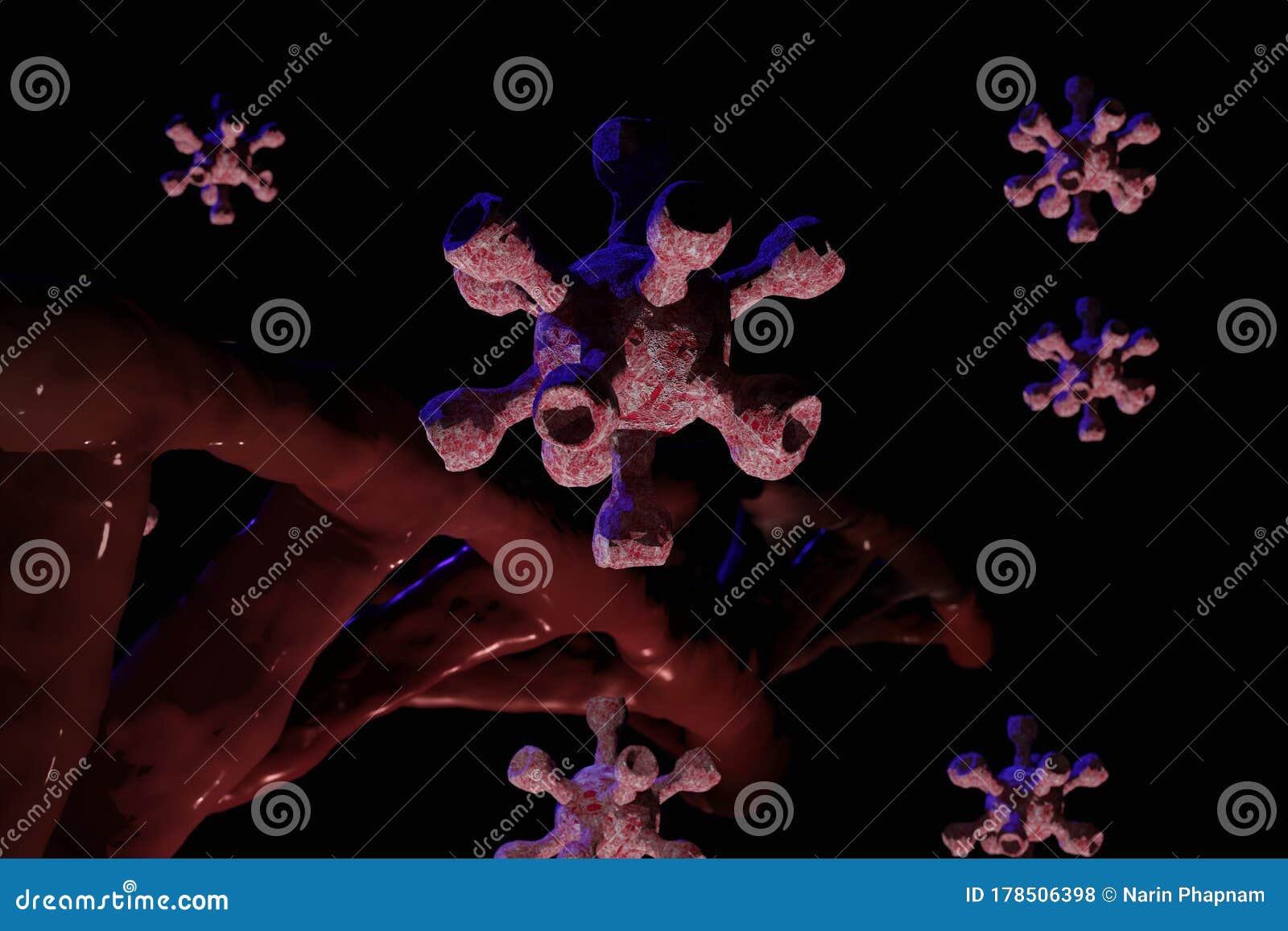 3d virus and chromosome stock illustration. Illustration of pneumonia ...