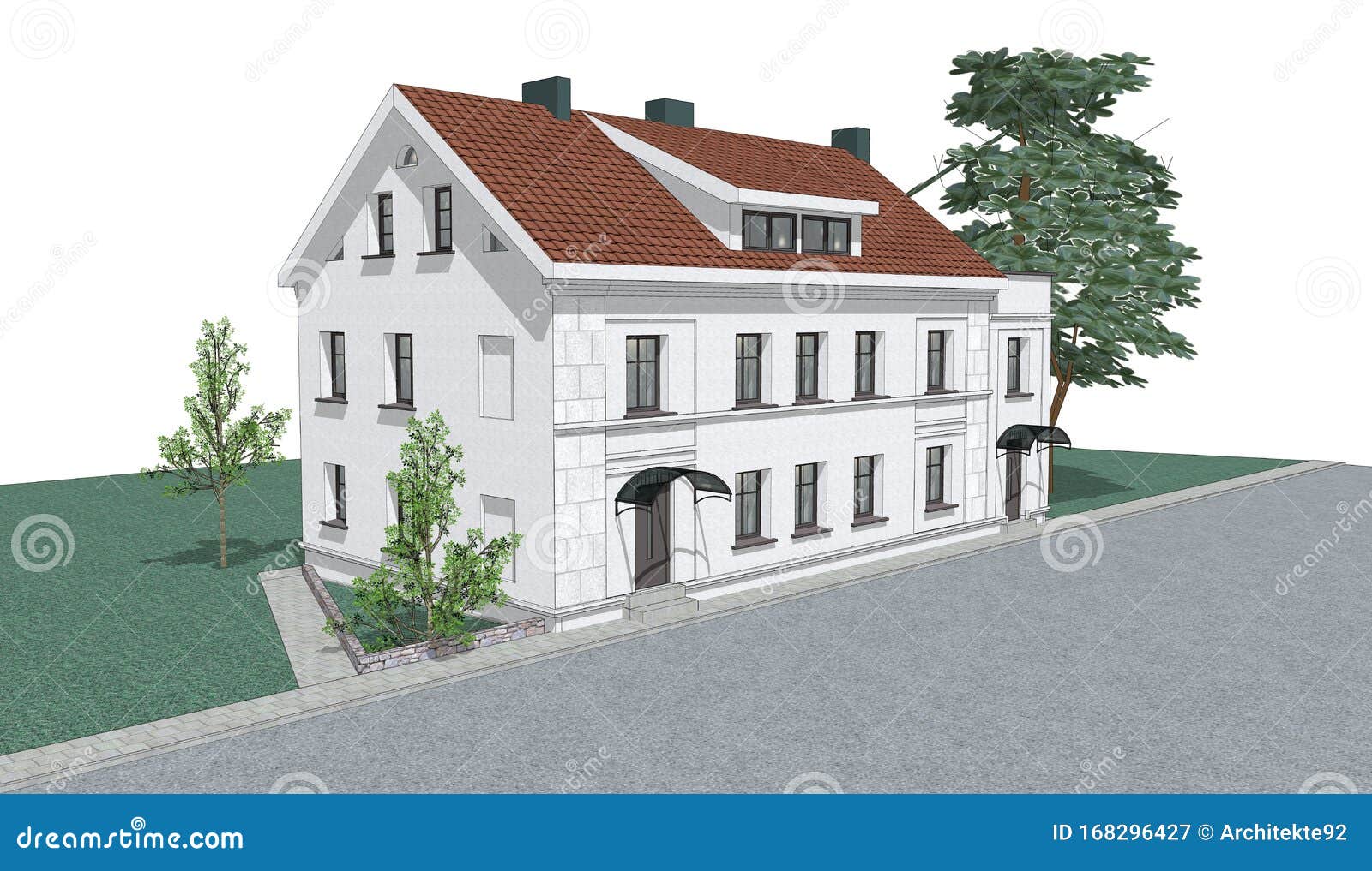 3D render 2 floor house stock illustration. Illustration of function ...