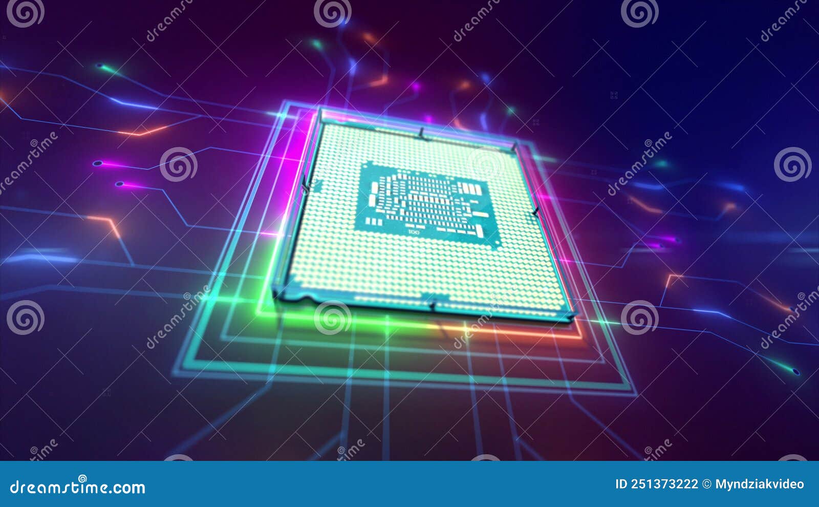 3D Visualization AI Processor Power. Computer Processor with Millions ...