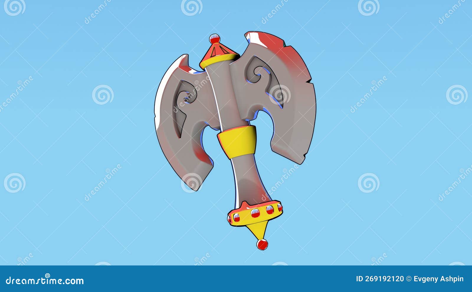 3d Visualization of an Axe on a Blue Background Stock Illustration ...