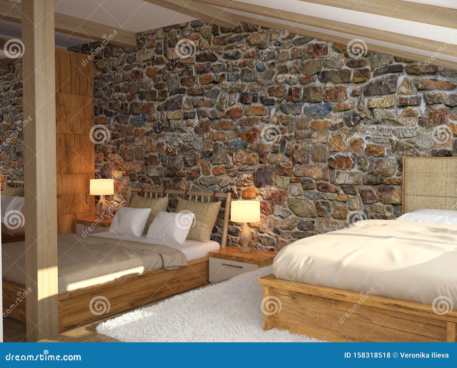 3D Visualization of a Bakery Interior Design Stock Illustration ...