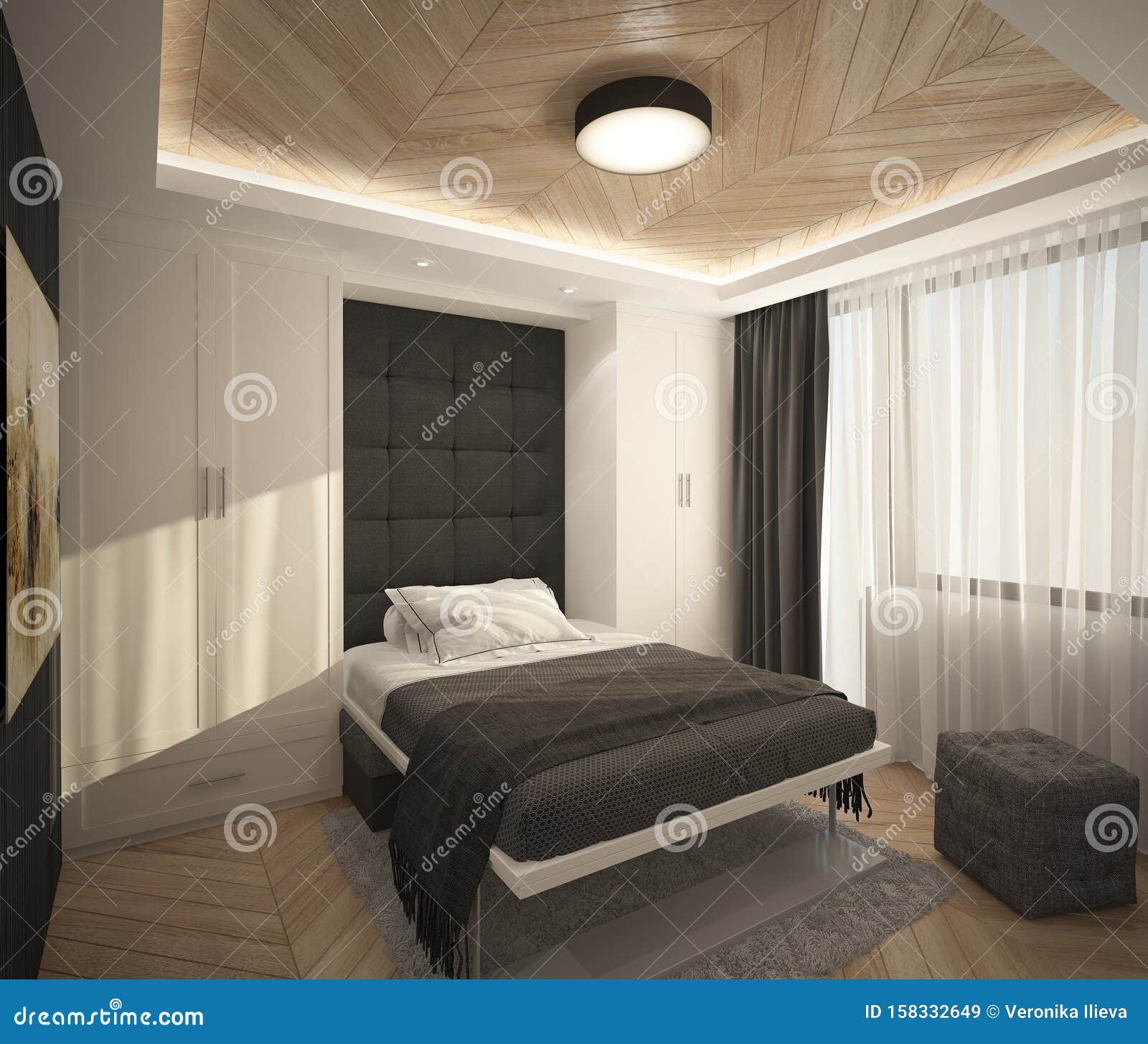 3D Visualization of a Bakery Interior Design Stock Illustration ...