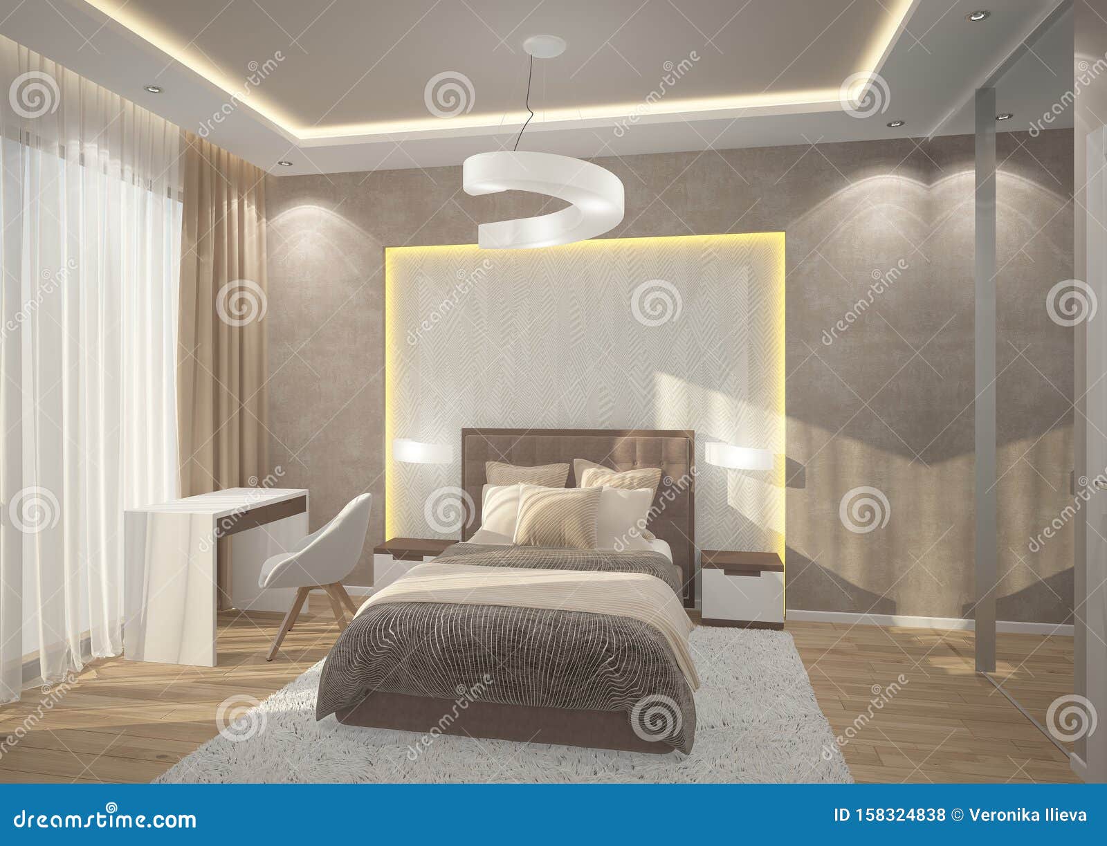 3D Visualization of a Bakery Interior Design Stock Illustration ...