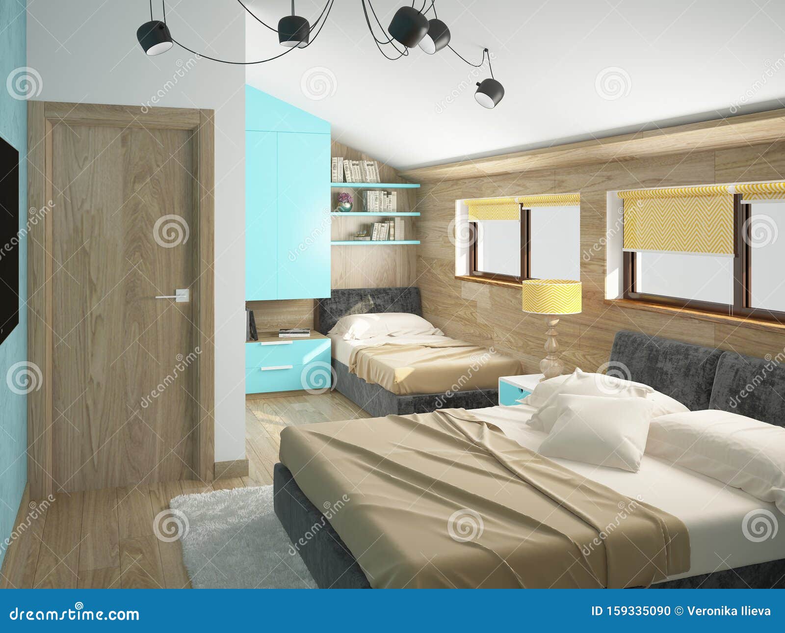 3D Visualization of a Bakery Interior Design Stock Illustration ...