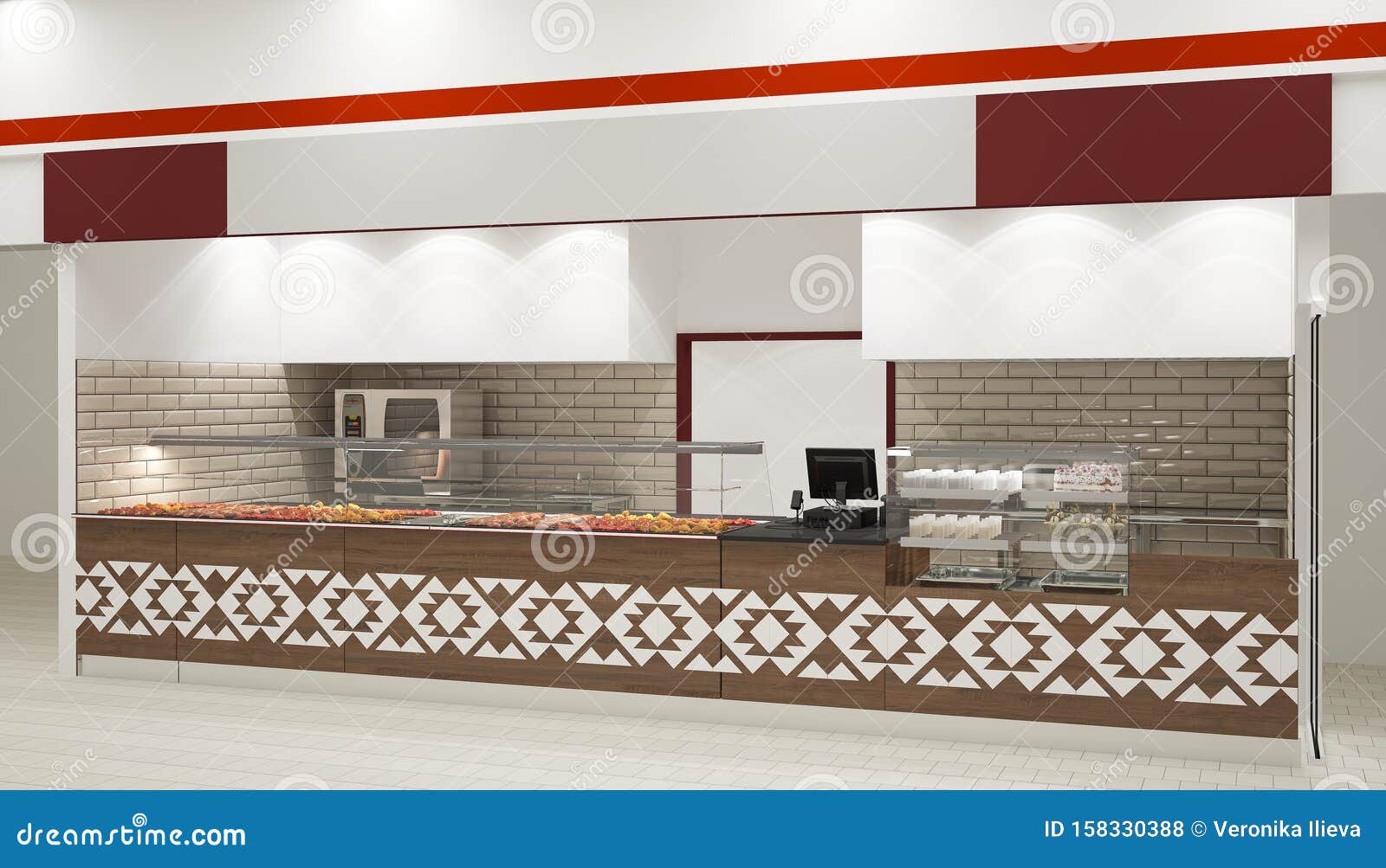 3D Visualization Of The Interior With A Bar Counter And Dim Lighting ...