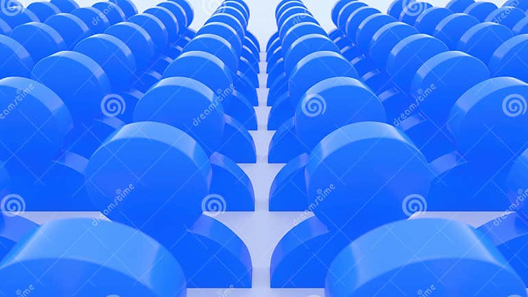 3D Visualization of Blue Figures Representing the Crowd Stock ...