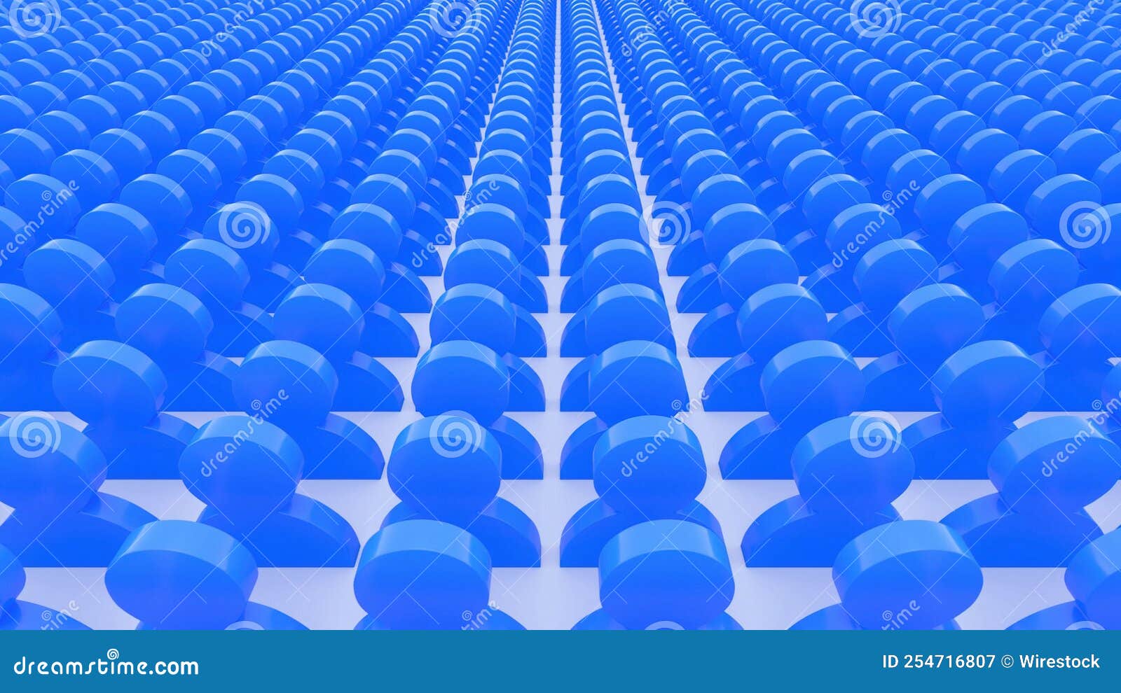 3D Visualization of Blue Figures Representing the Crowd Stock ...