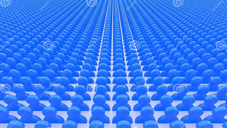 3D Visualization of Blue Figures Representing the Crowd Stock ...