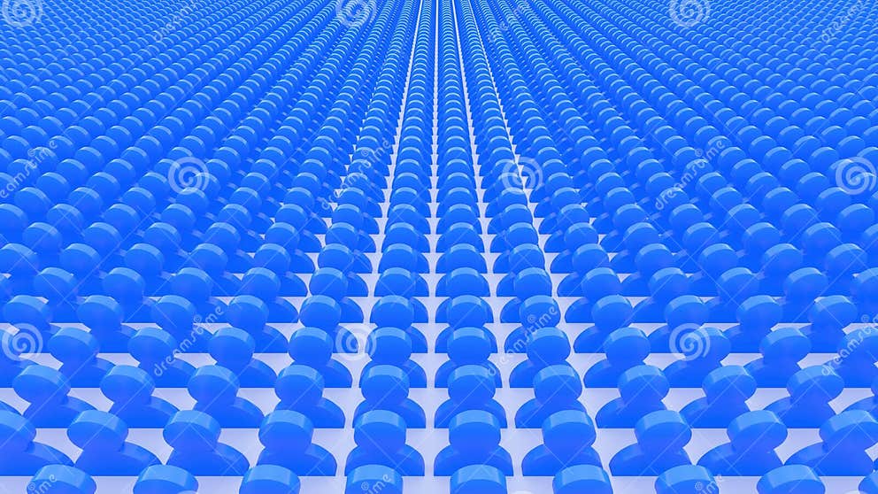 3D Visualization of Blue Figures Representing the Crowd Stock ...