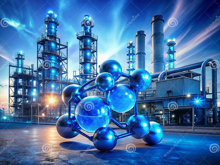 3D Visualization of a Blue Hydrogen Molecule Exploring Energy Stability ...