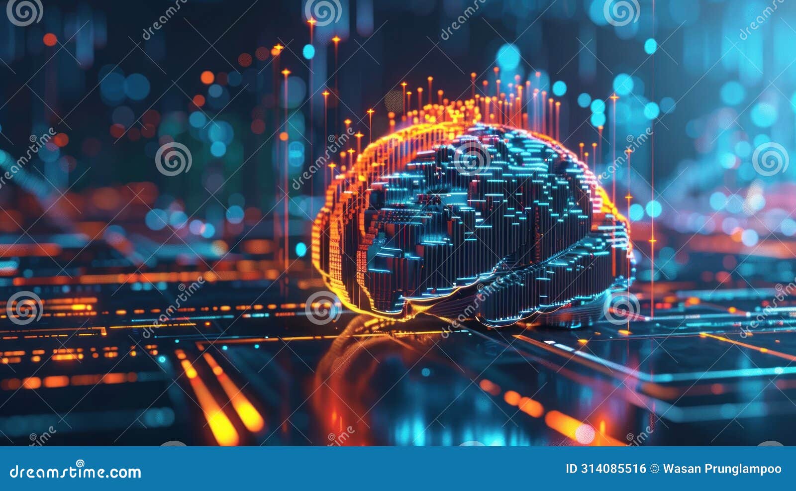 A 3D Visualization of a Brain Made of Financial Graphs and Charts ...