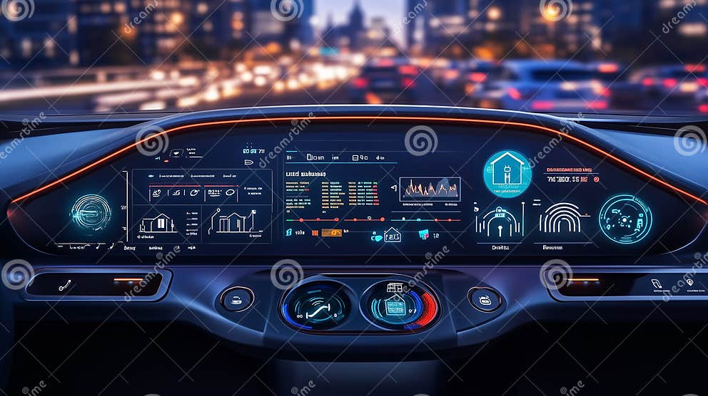 3D Visualization of a Connected Car Dashboard, Generative Ai Stock Illustration - Illustration ...