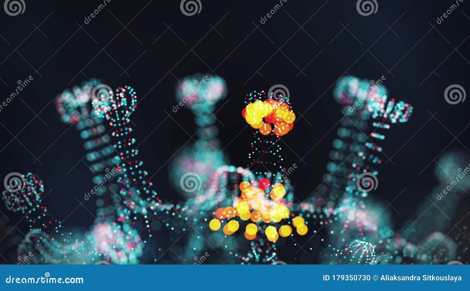 3D Visualization Of The Coronavirus. Pathogens, And Dna Strand Shown As ...
