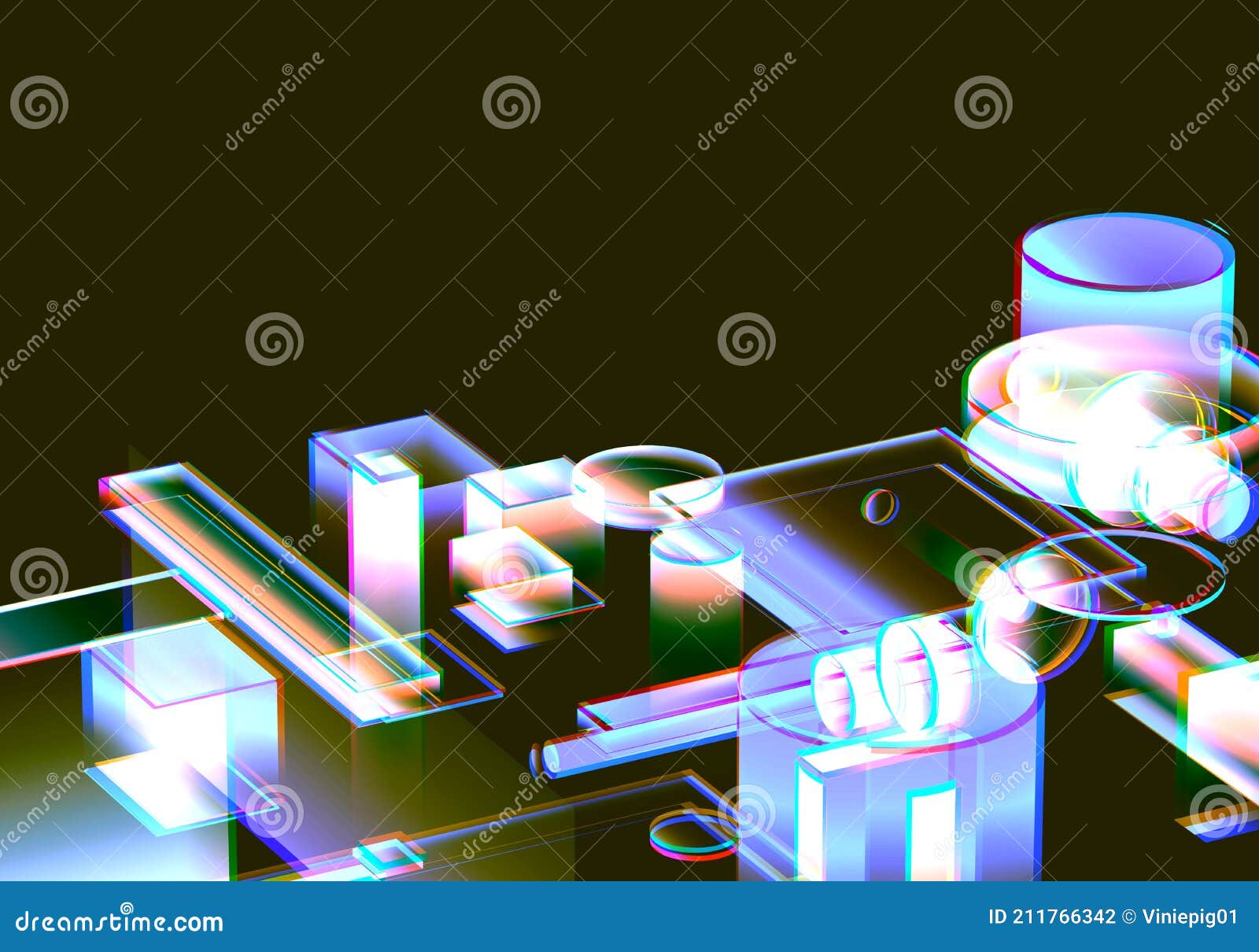 3D Visualization of Data and Glitch Technology Background. Stock ...