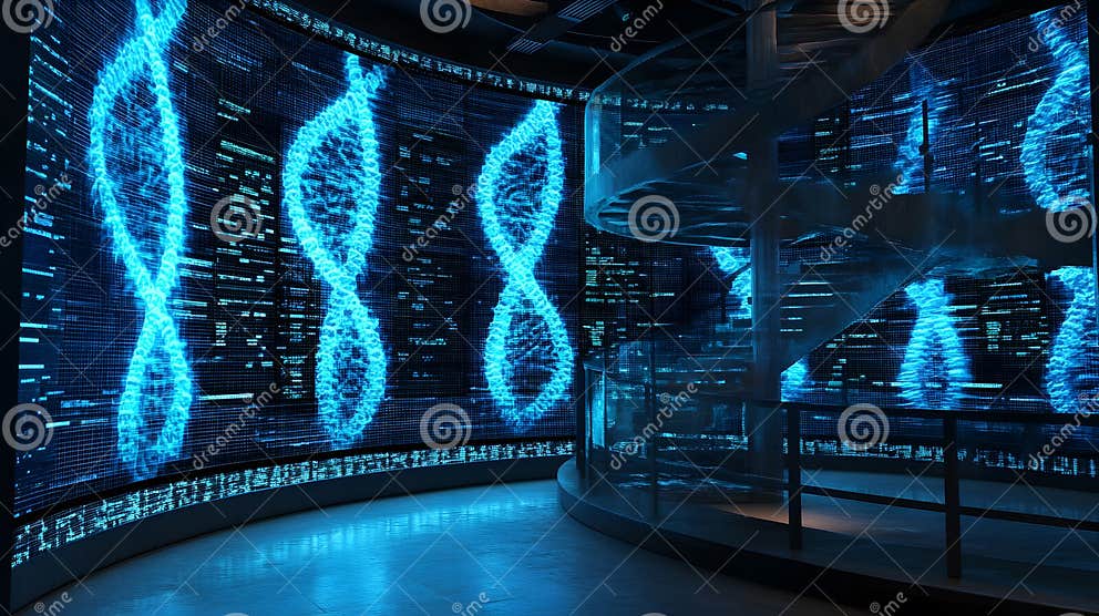 Visualization of DNA Structures on Digital Screen Stock Illustration ...