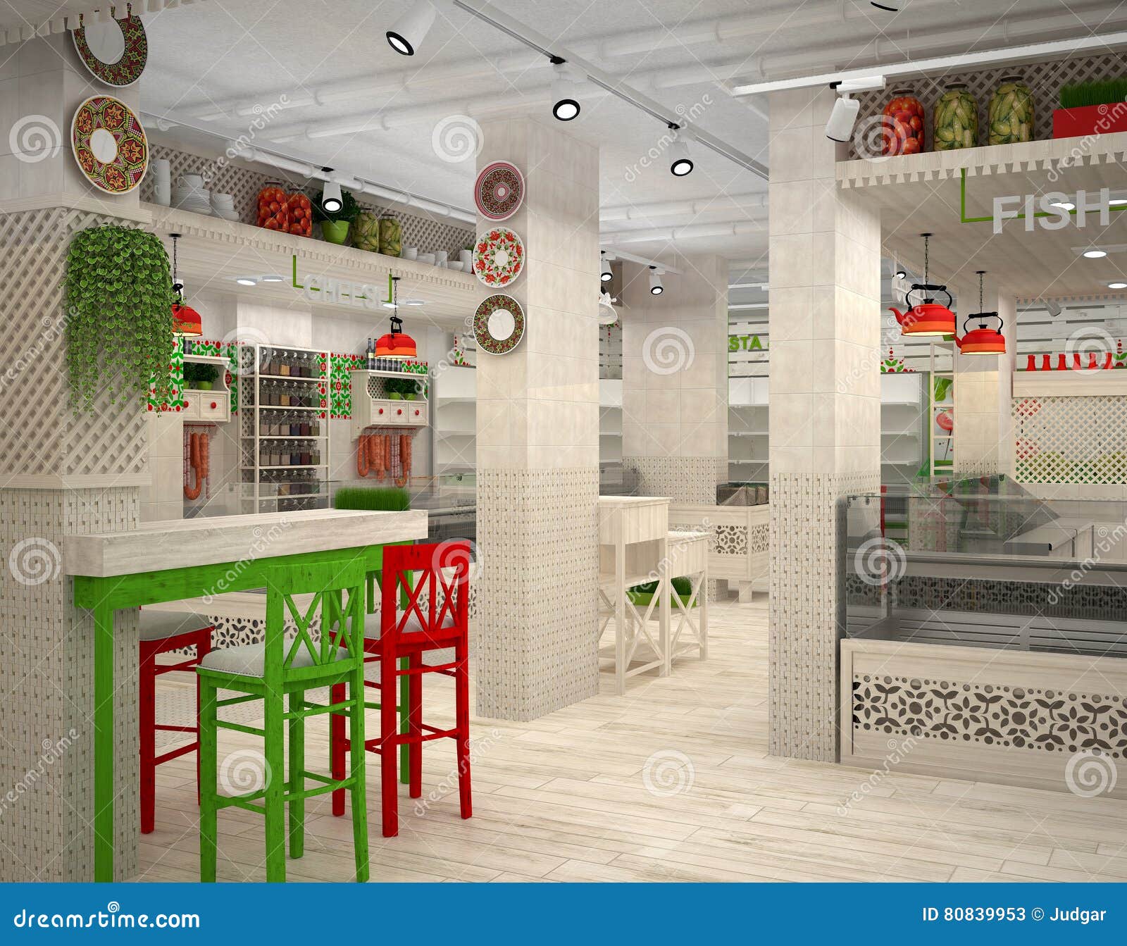 3d Visualization of Food Store. the Interior in Provence Style Stock ...