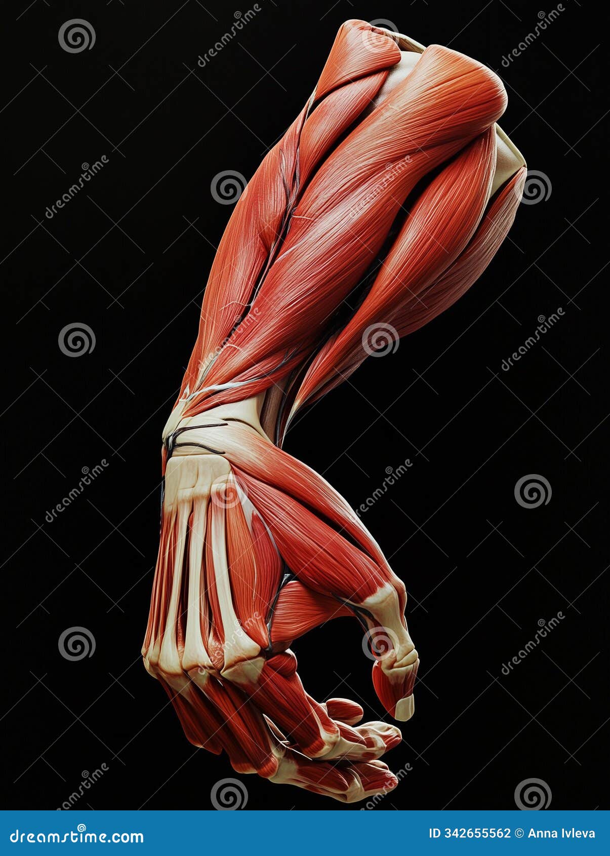 3D Visualization of the Forearm Muscles, Highlighting Anatomical ...