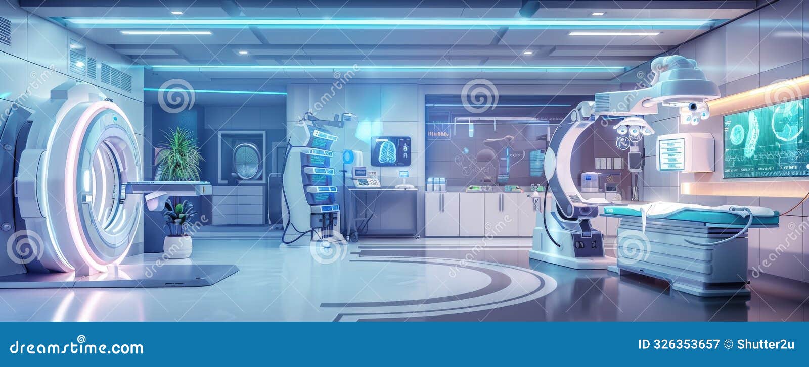 A 3D Visualization of a Future Medical Facility with Robots Performing ...