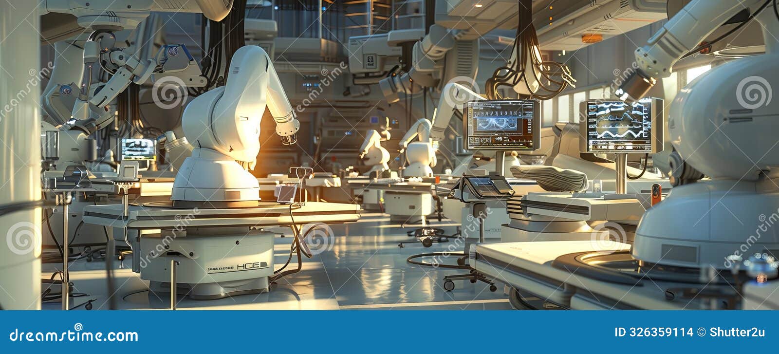 A 3D Visualization of a Future Medical Facility with Robots Performing ...
