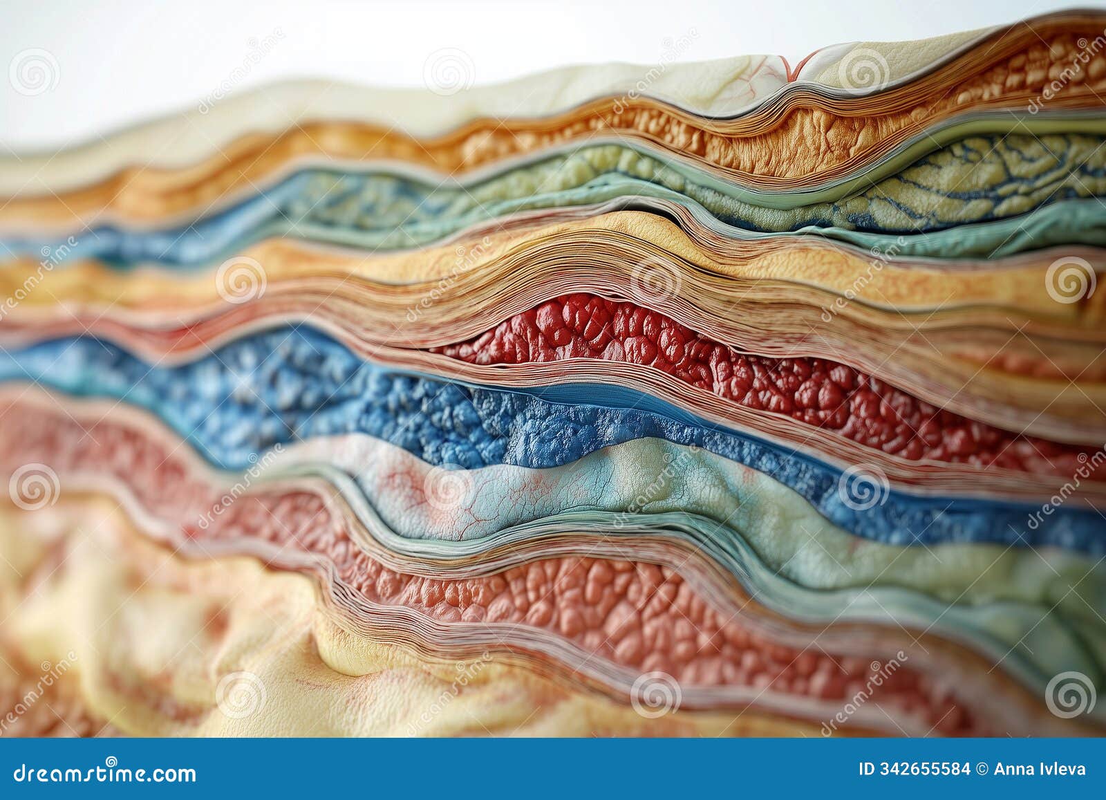 3D Visualization of the Human Skin Layers, Highlighting Dermis and ...