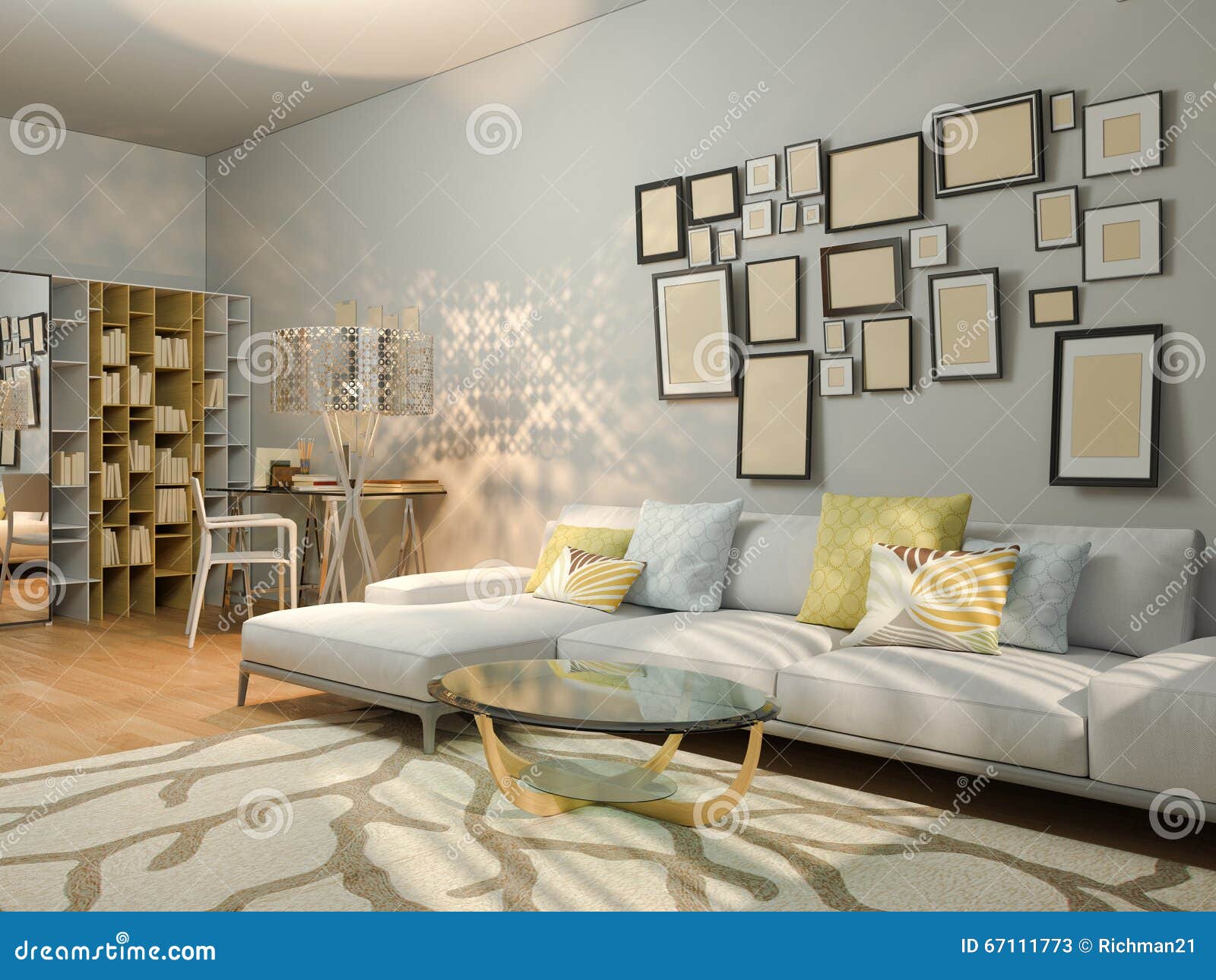 3D Visualization of Interior Design Living in a Studio Apartment Stock ...