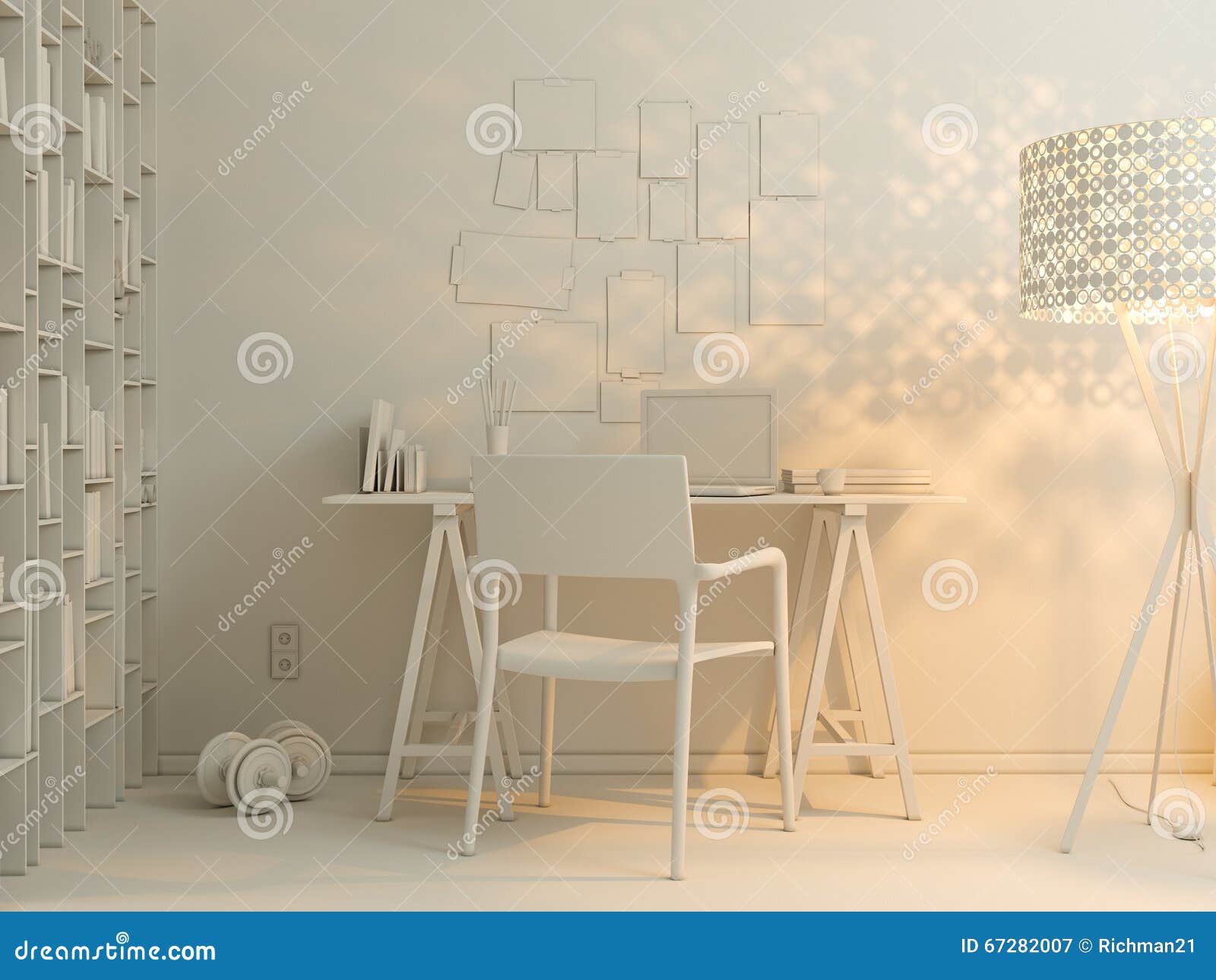 3D Visualization of Interior Design Living in a Studio Apartment Stock ...