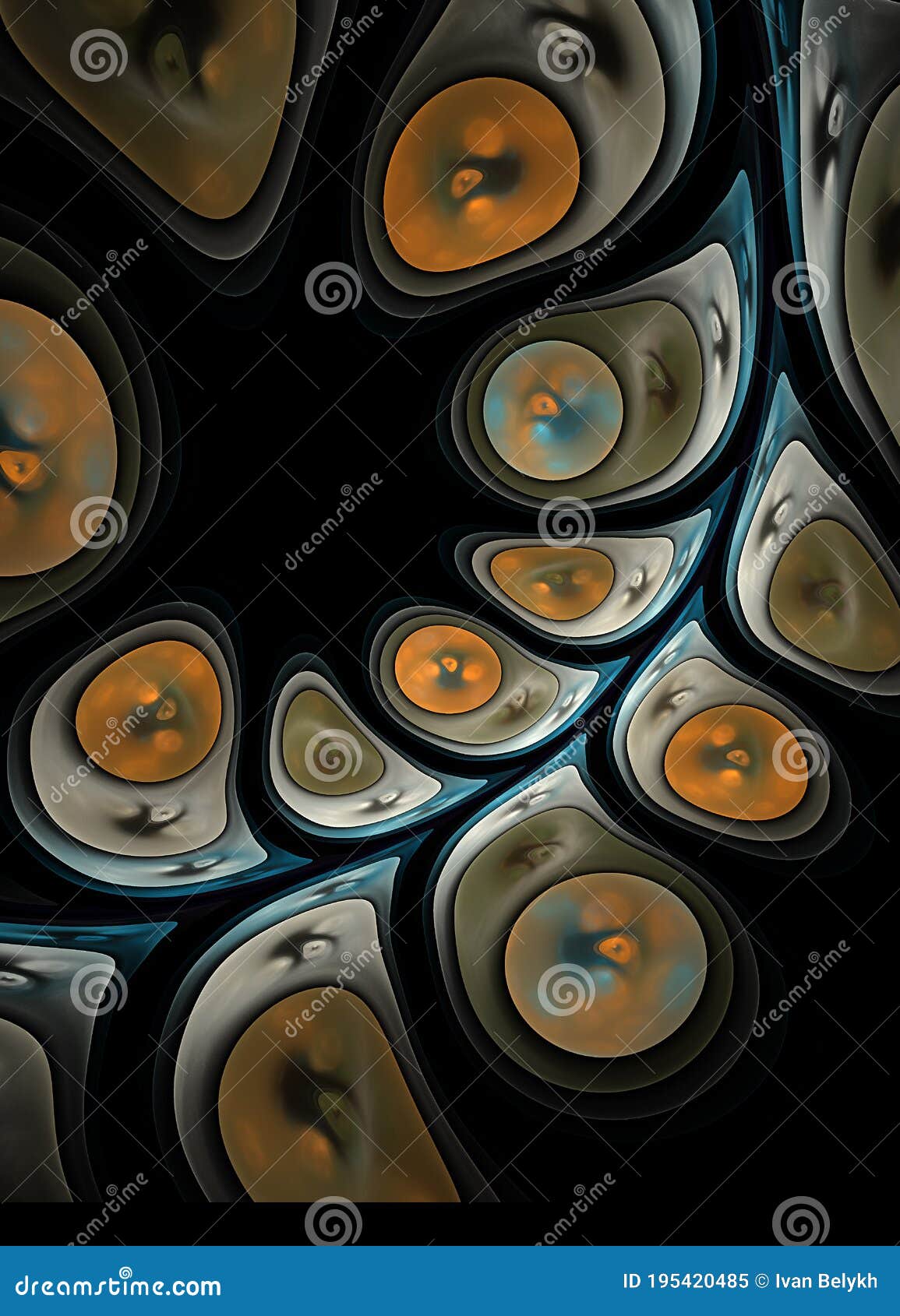 3D Visualization and Isolated Abstract Fractal on a Black Background ...