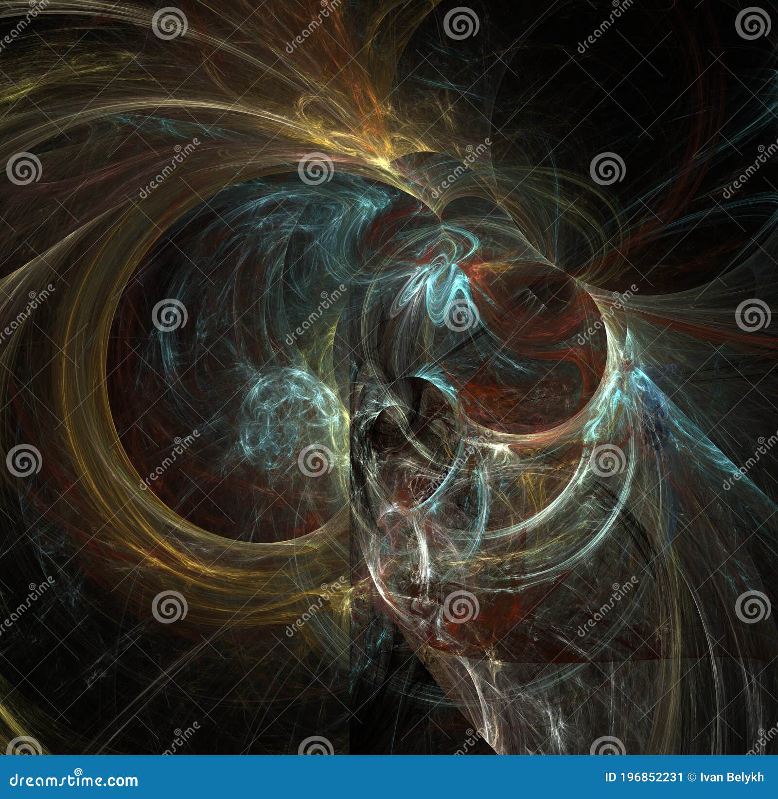 3D Visualization and Isolated Abstract Fractal on a Black Background ...
