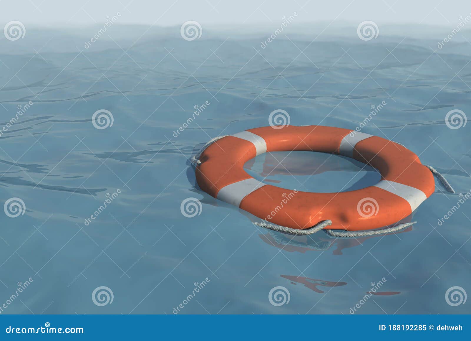 3D Visualization of a Lifebuoy in the Ocean Stock Illustration ...