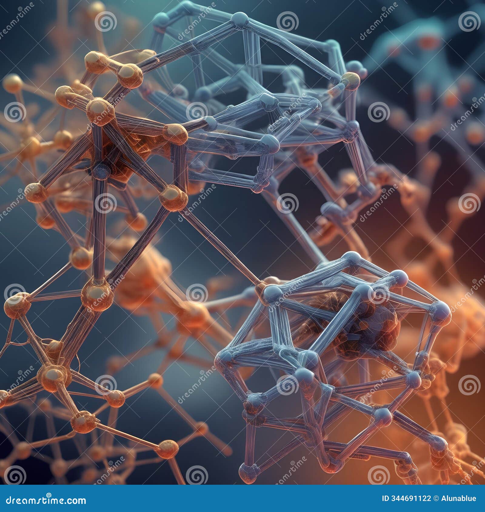 Molecular Dance in Blue Orange Stock Illustration - Illustration of ...