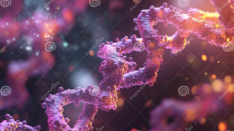 3D Visualization of Molecular DNA Structure with Vibrant Colors and ...