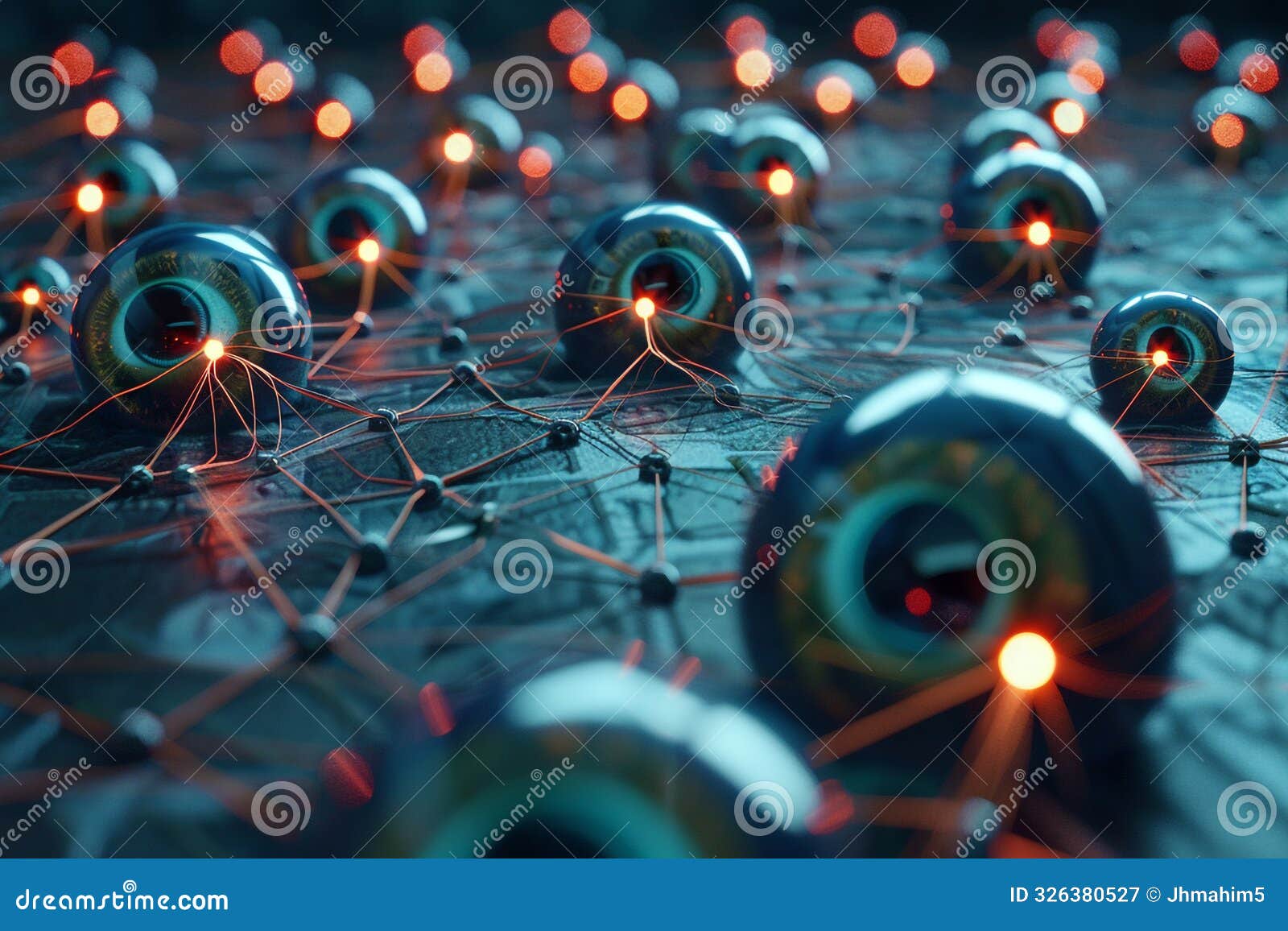 A 3D Visualization of a Network Under AI Surveillance with Digital Eyes ...