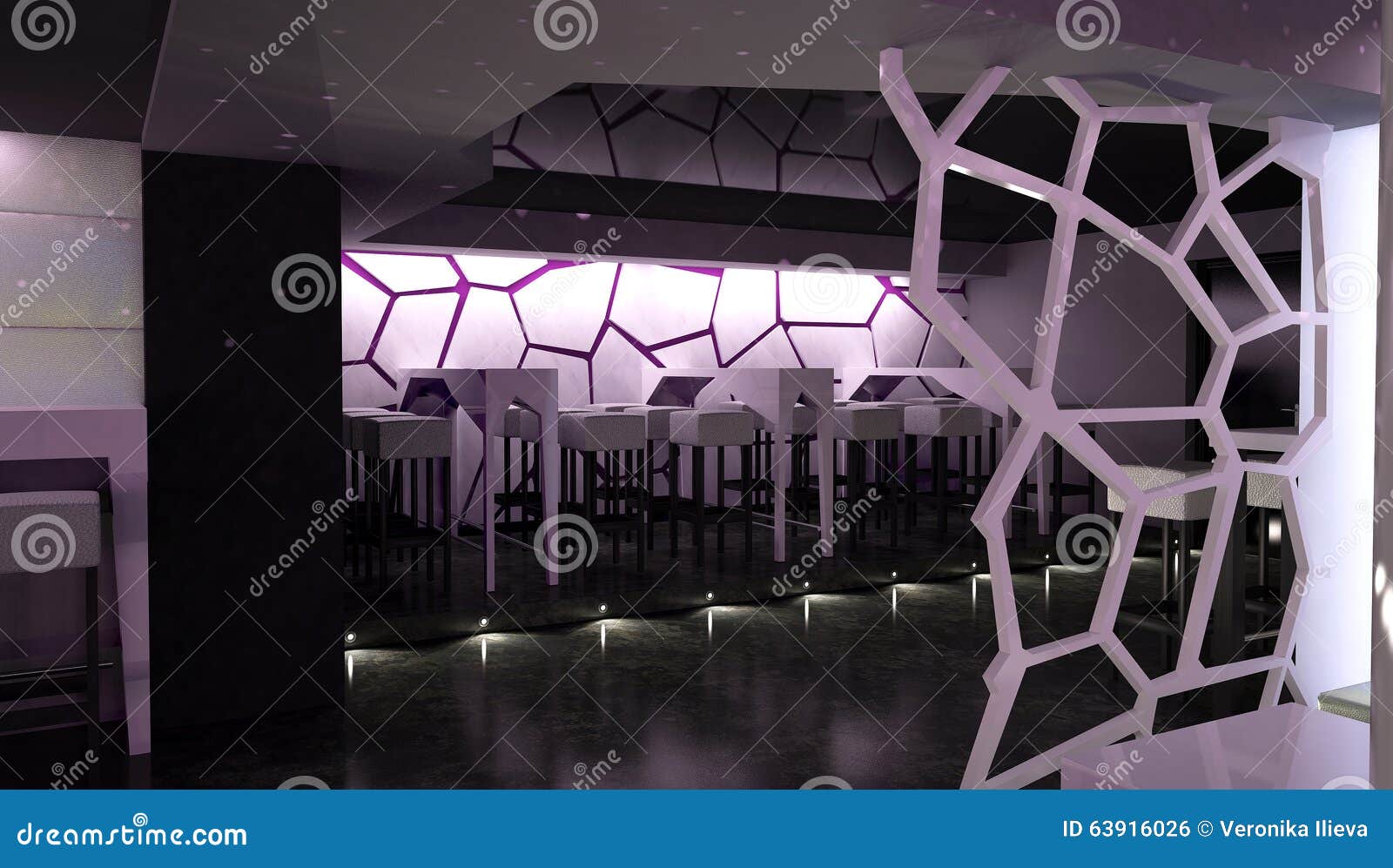3D Visualization of a Night Club Interior Design Stock Illustration ...