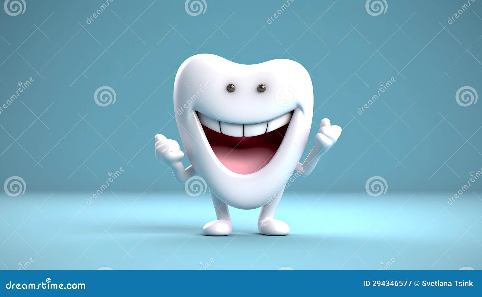 3d-visualized Illustration of a Snow-white Tooth with a Smile. Stock ...