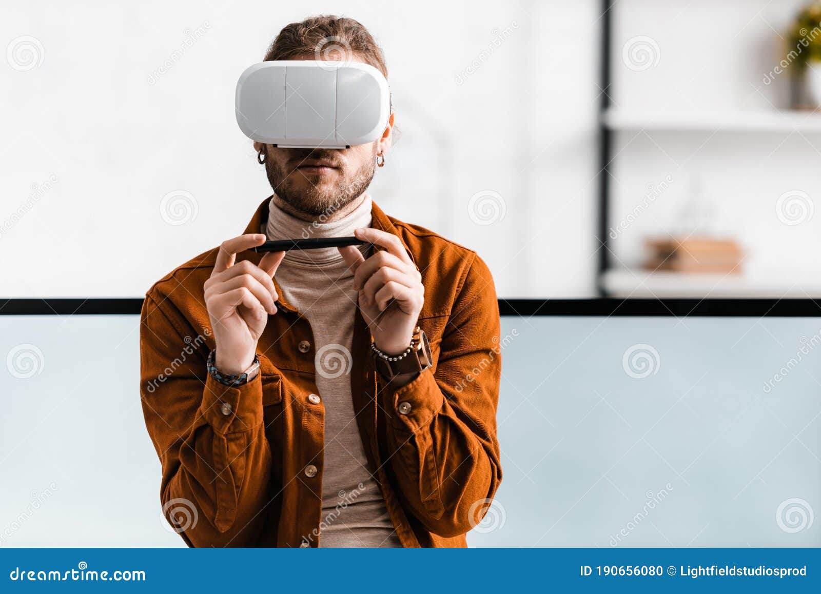 3d Visualizer Using Virtual Reality Headset and Holding Stylus of ...