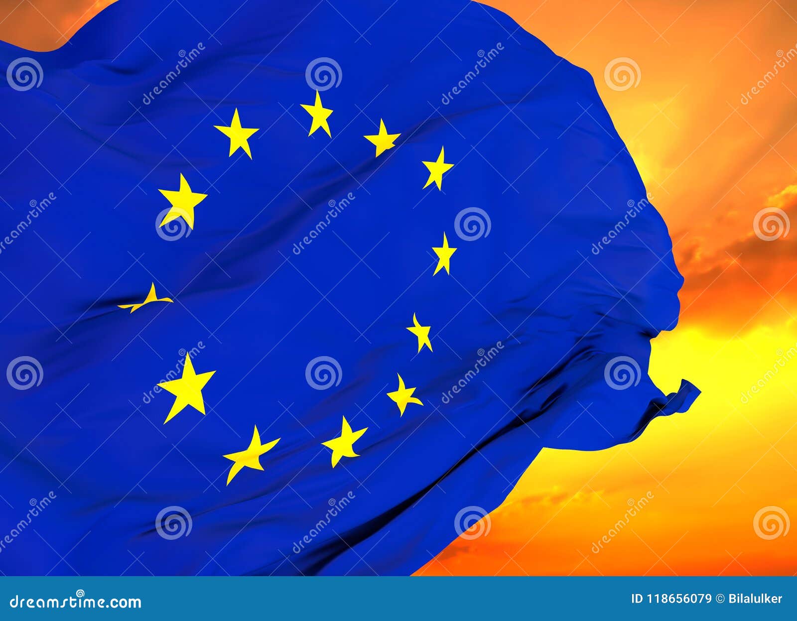 3D Vlag Van De Europese Unie, Stock Afbeelding - Image of economie ...