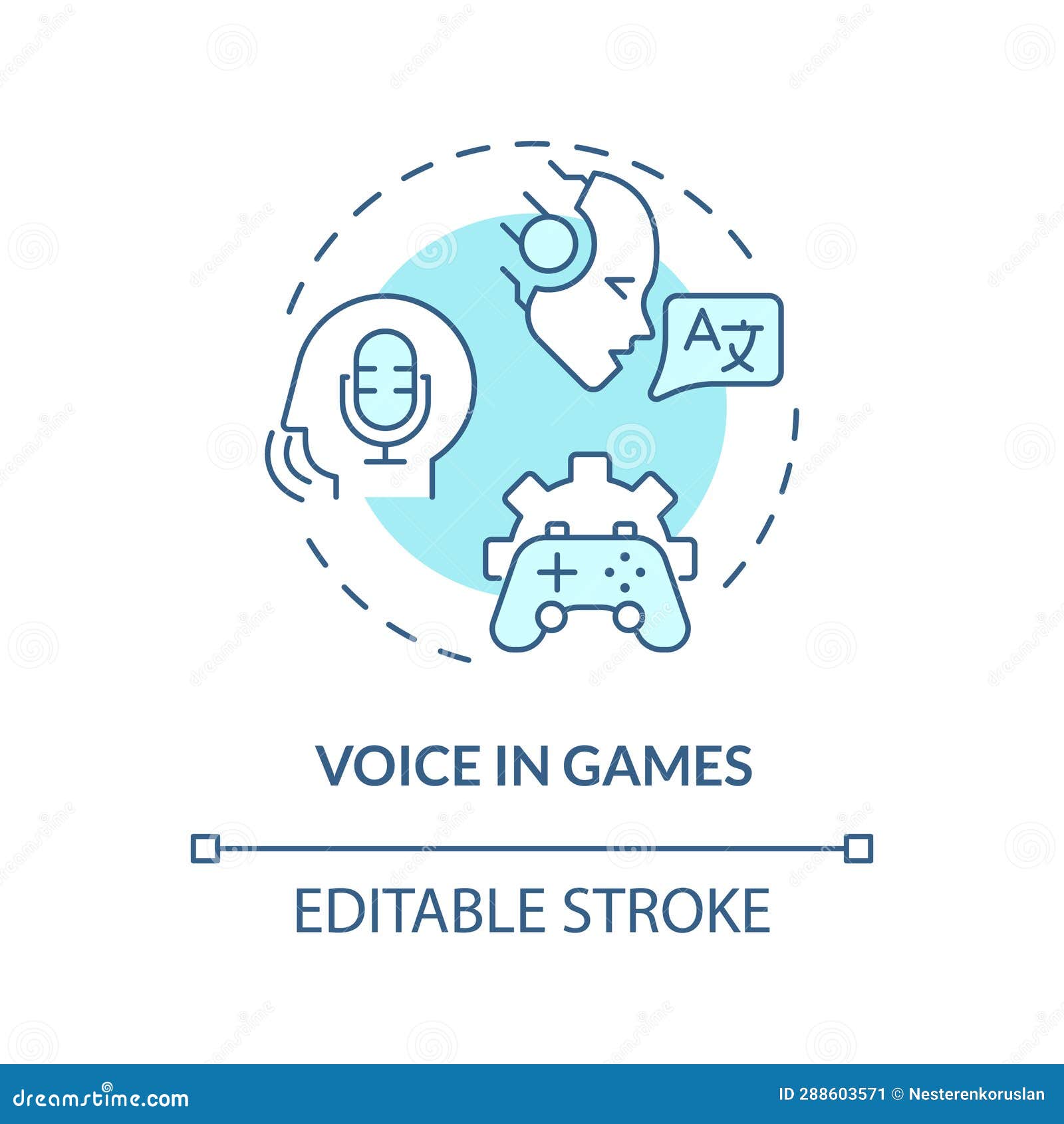 2D Voice in Games Thin Line Blue Icon Concept Stock Vector ...