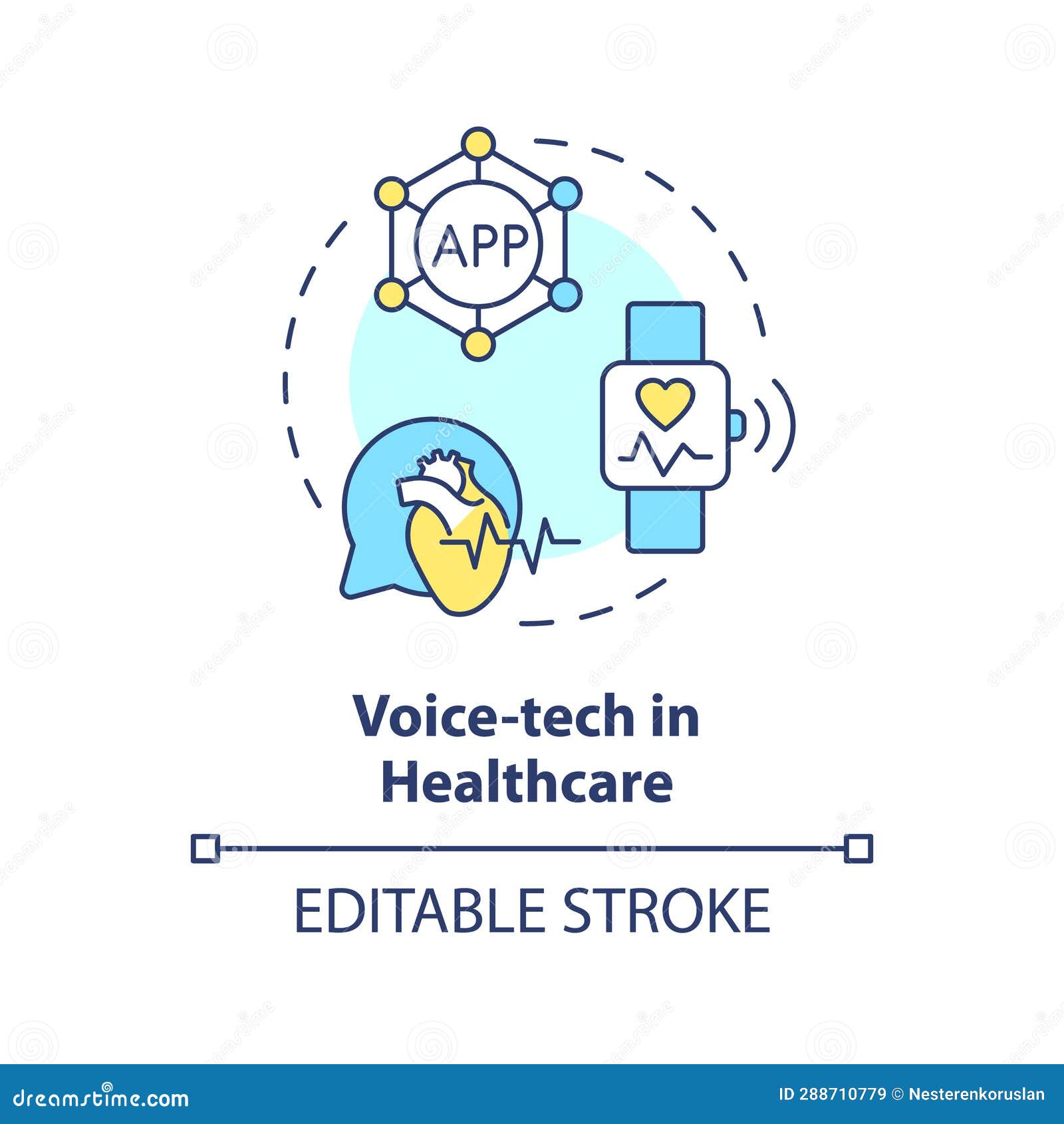 2D Voice-tech in Healthcare Line Icon Concept Stock Illustration ...