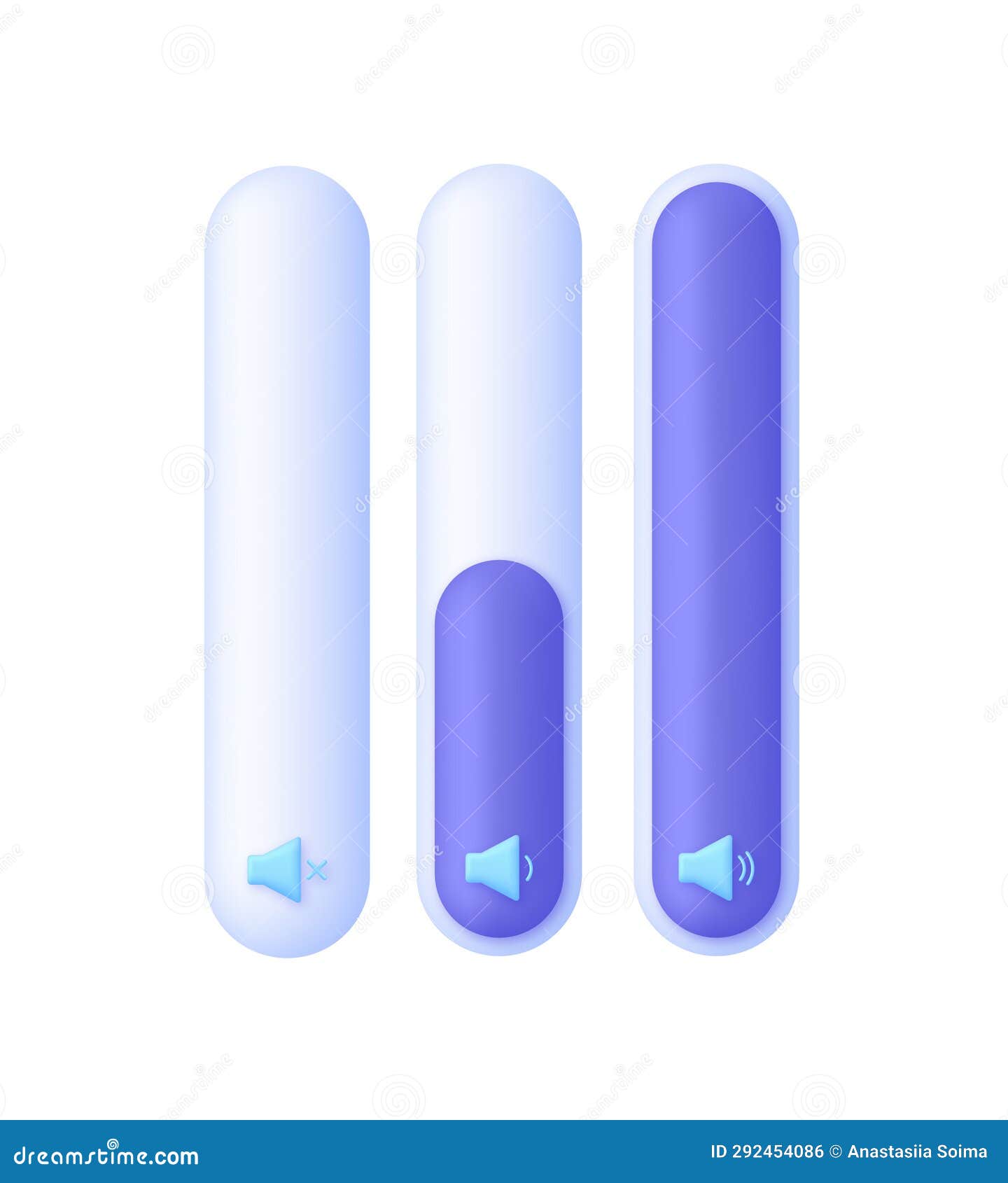 3D Volume Indicator Illustration. less and More Volume. Level ...