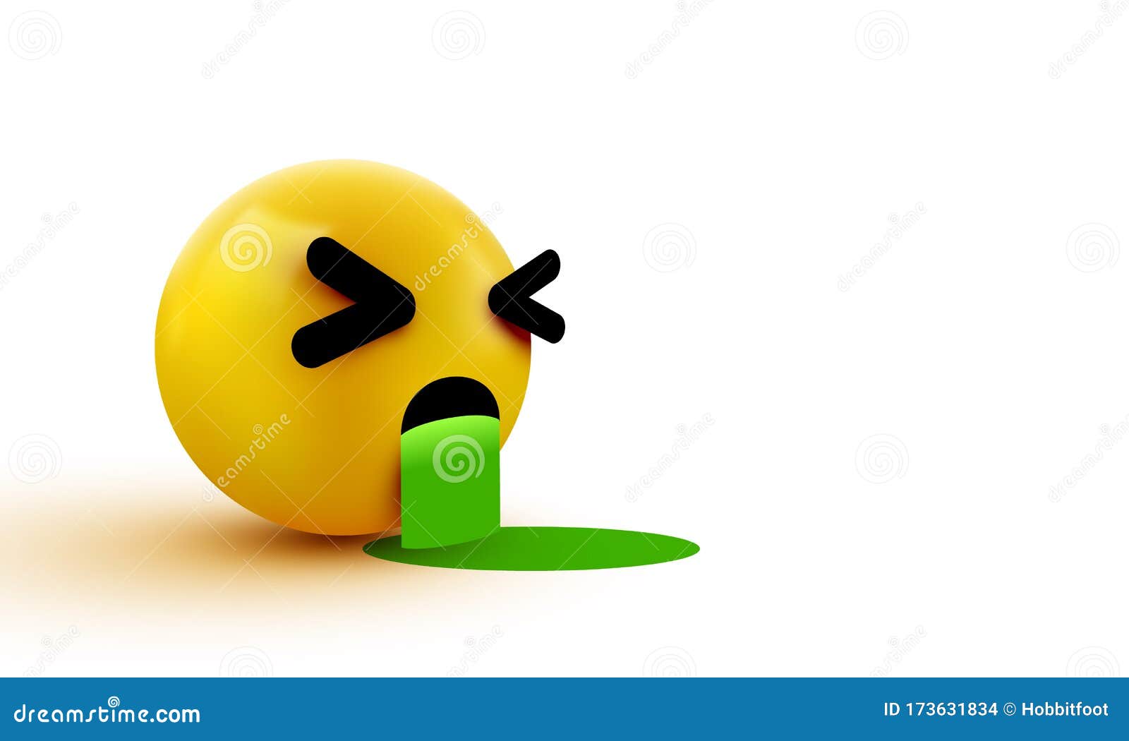 3d Vomiting Emoticon Isolated on White Background. Stock Vector ...