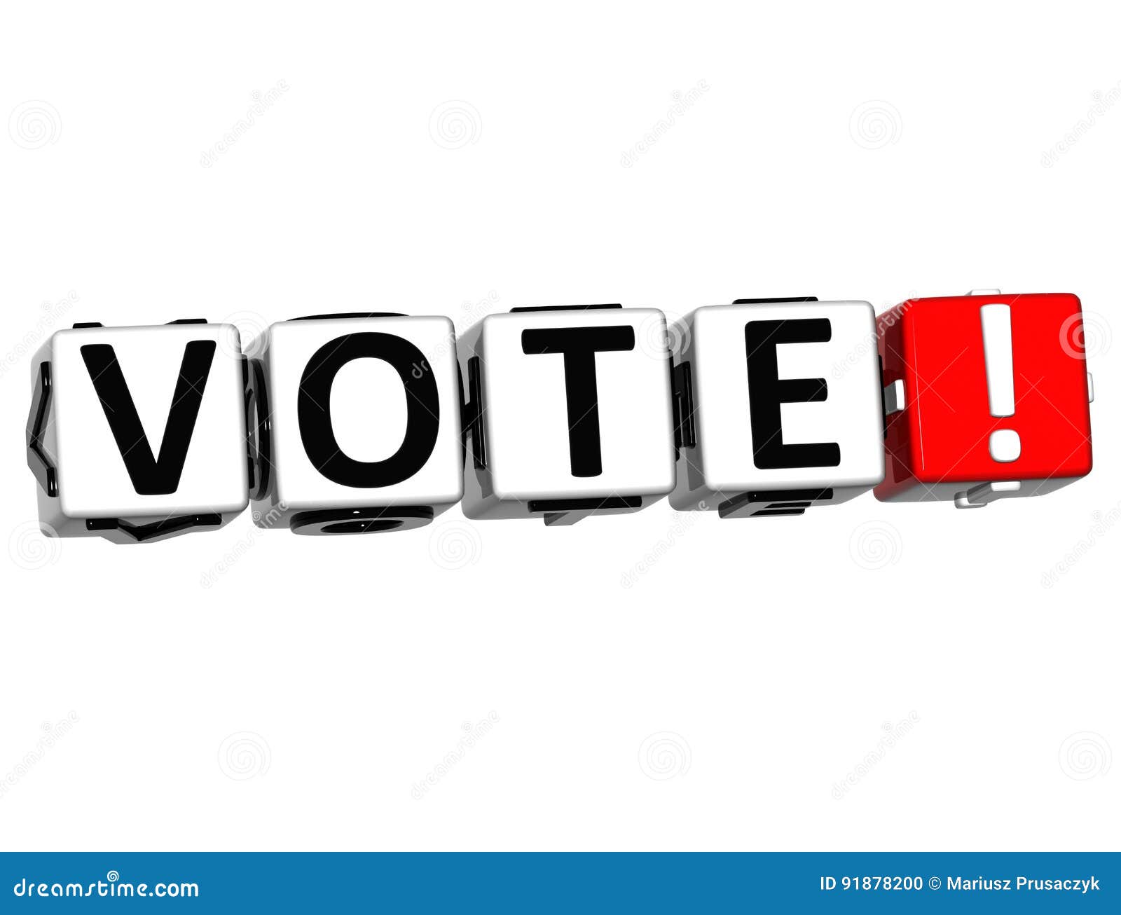 3D Vote Block Text on White Stock Illustration - Illustration of ...