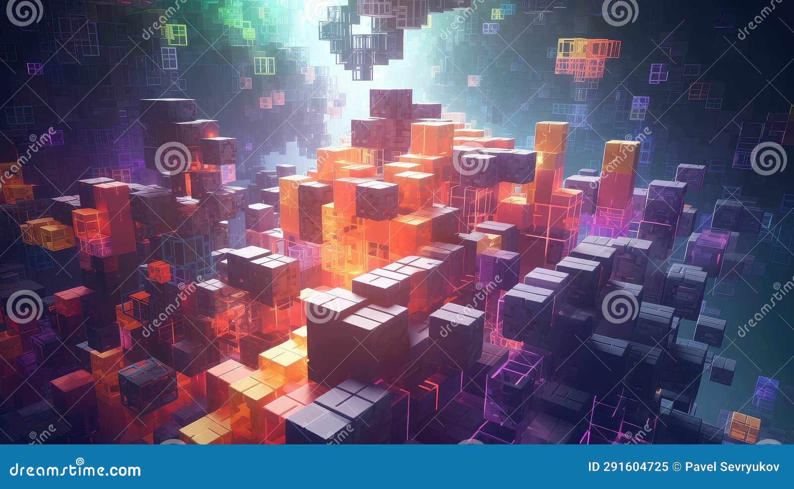 3d voxel artificial cubes stock illustration. Illustration of ...