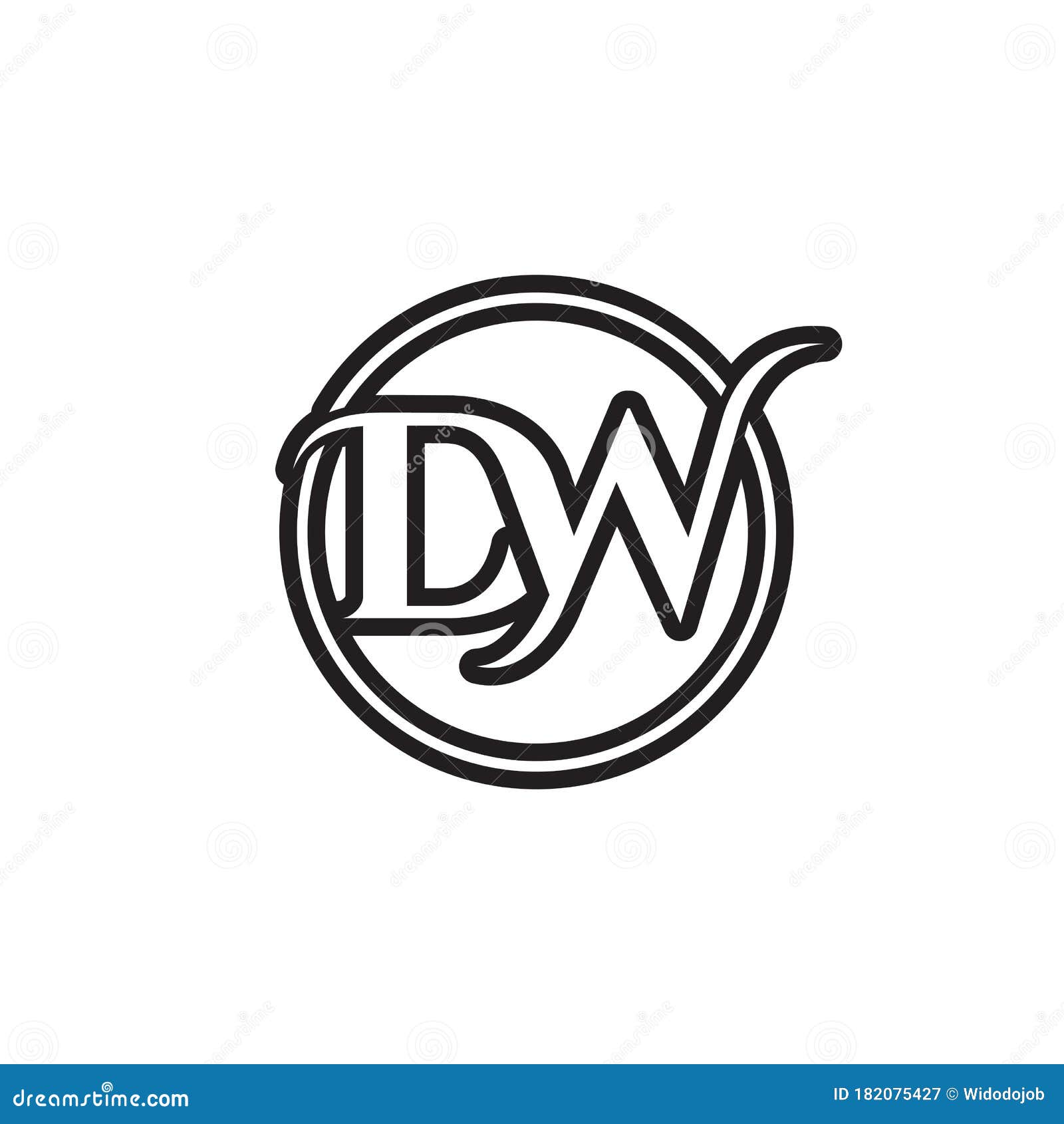 D W Letter Circle Lines Logo Design Vector Stock Vector - Illustration ...