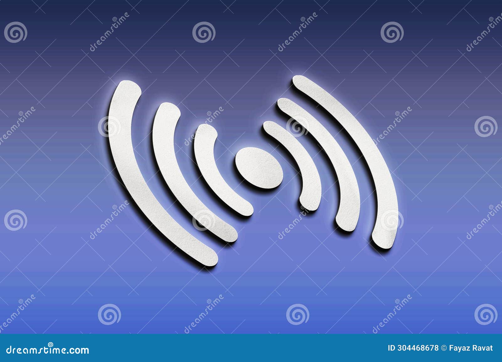 3d Wall Art White Logo Design of Wi-Fi Connection on Blue Gradient ...