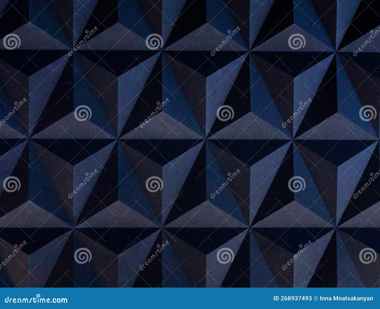3D Wall Dark Blue Panel Seamless Texture with Geometric Triangle ...
