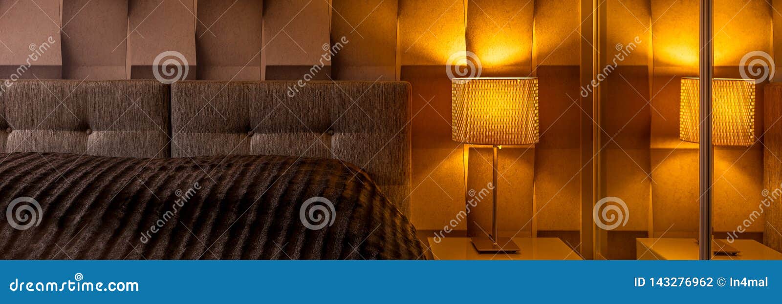 3D Wall Texture in Bedroom, Panorama Stock Photo - Image of modern ...