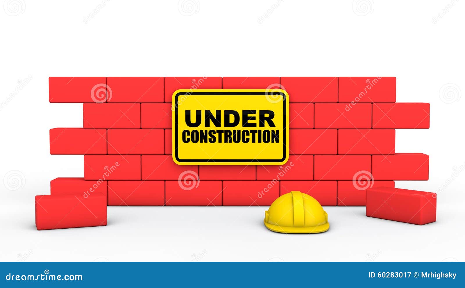 3d Wall with Under Construction Sign Board Stock Illustration ...